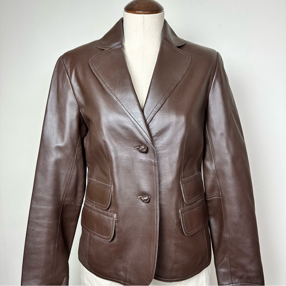 Pamela Mccoy Leather Blazer - Gem